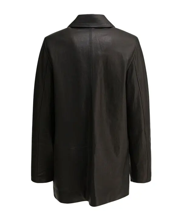 Auralee Leather Jacket With Classic Collar