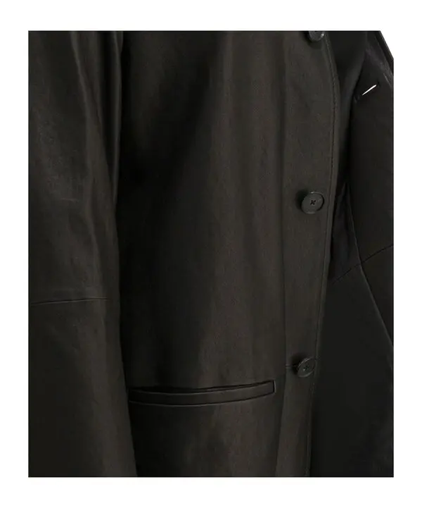 Auralee Leather Jacket With Classic Collar