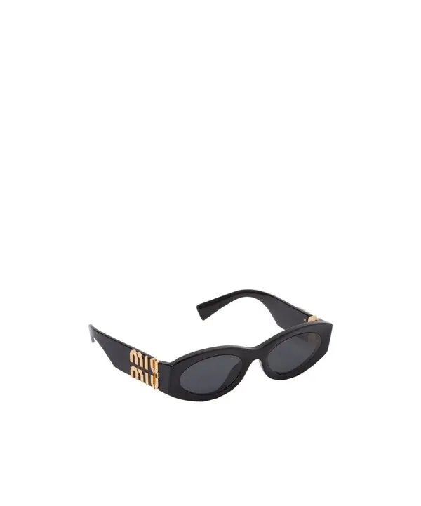 Miu Miu Cat Eye Sunglasses With Logo Detail - Black/gray