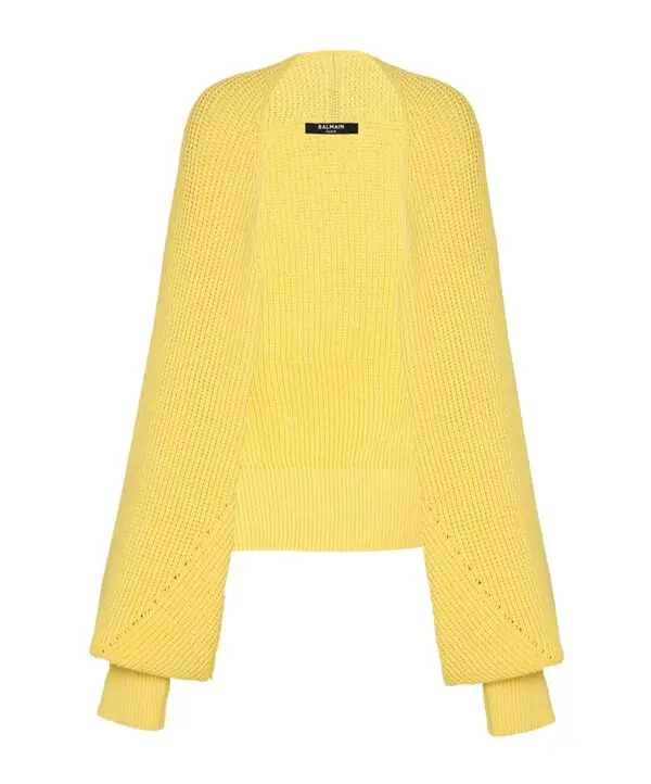 Balmain Ribbed Knit Bolero Cardigan - Yellow