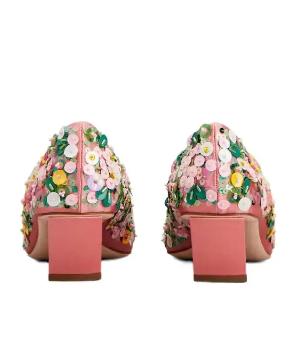 ROGER VIVIER Belle Vivier Sequined Pumps With Metal Buckle - Pink