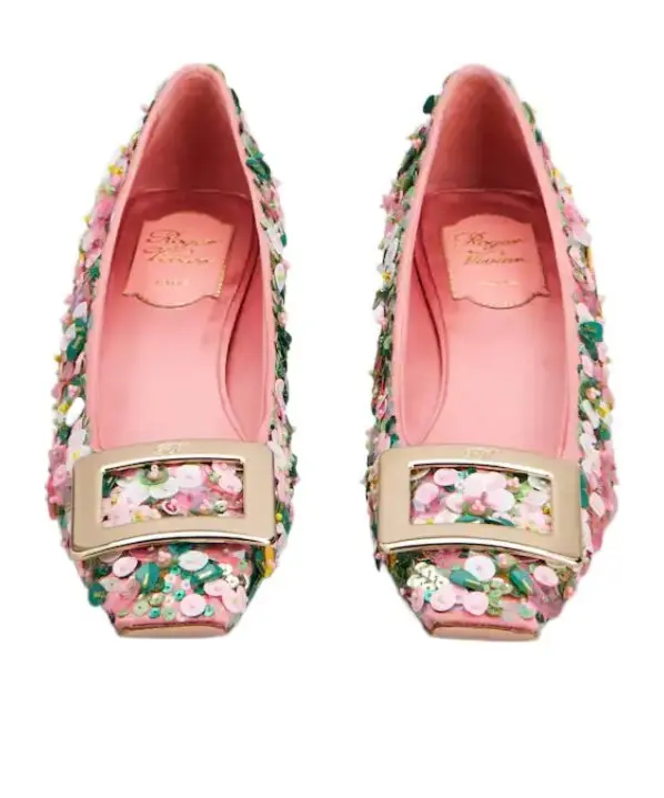 ROGER VIVIER Belle Vivier Sequined Pumps With Metal Buckle - Pink