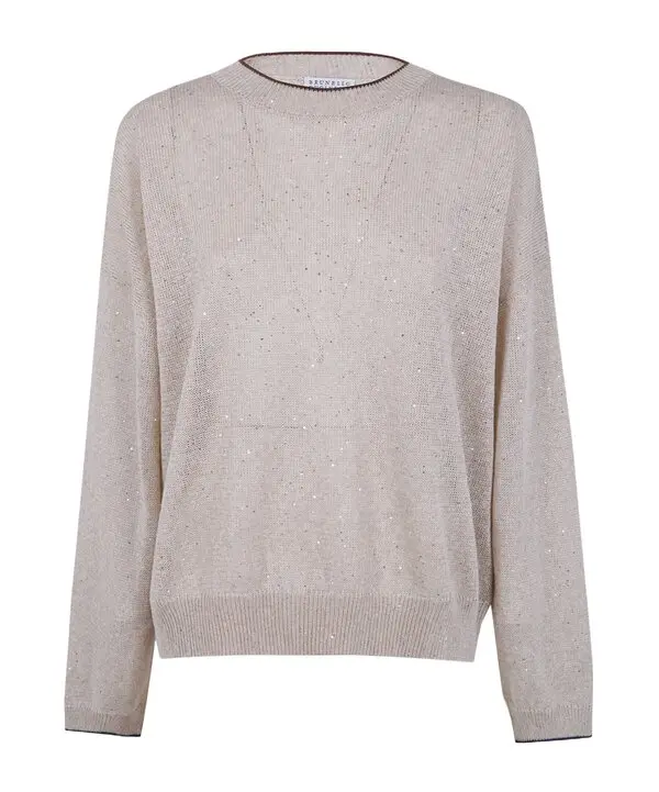 Brunello Cucinelli Embellished Crewneck Jumper - Gray