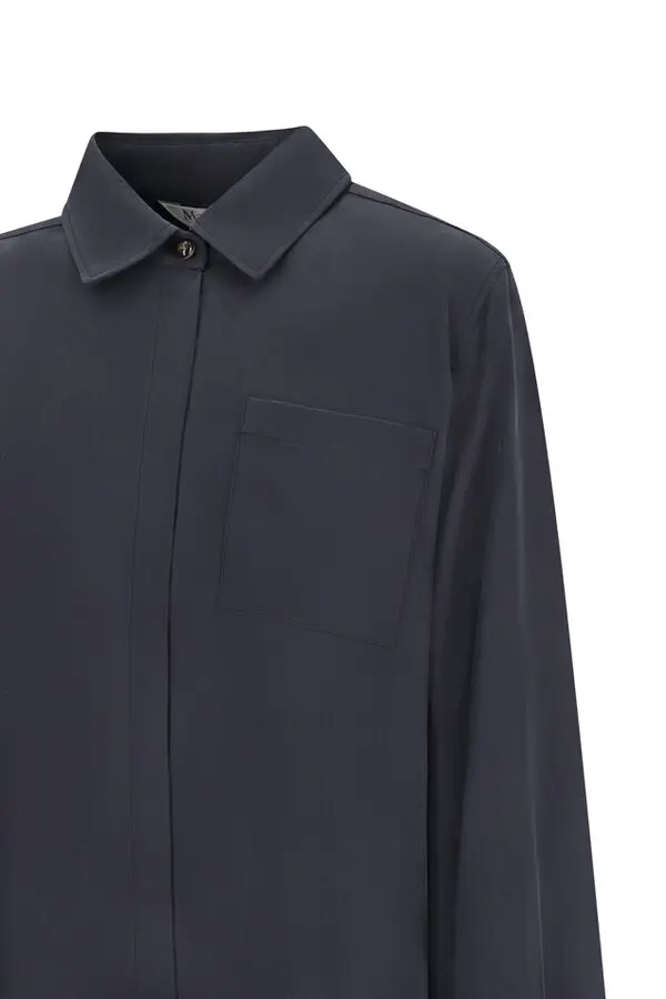 Max Mara Siamese Long-sleeved Shirt With Classic Collar - Navy Blue