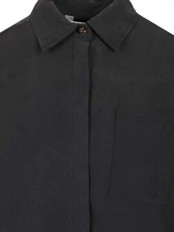 Max Mara Siamese Long-sleeved Shirt With Classic Collar - Navy Blue