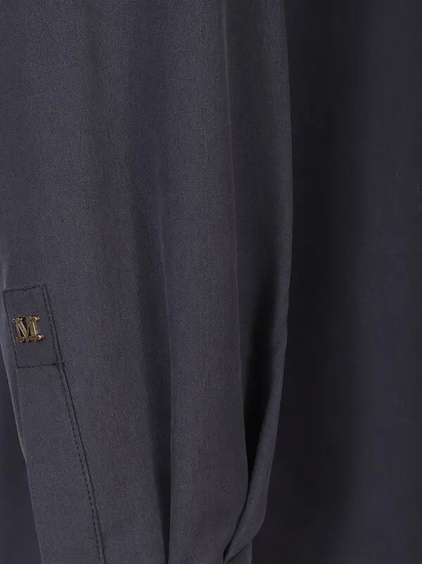 Max Mara Siamese Long-sleeved Shirt With Classic Collar - Navy Blue