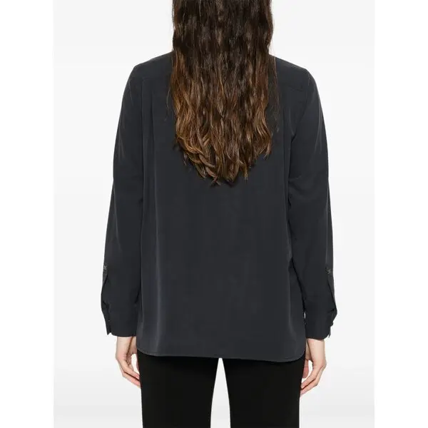 Max Mara Siamese Long-sleeved Shirt With Classic Collar - Navy Blue