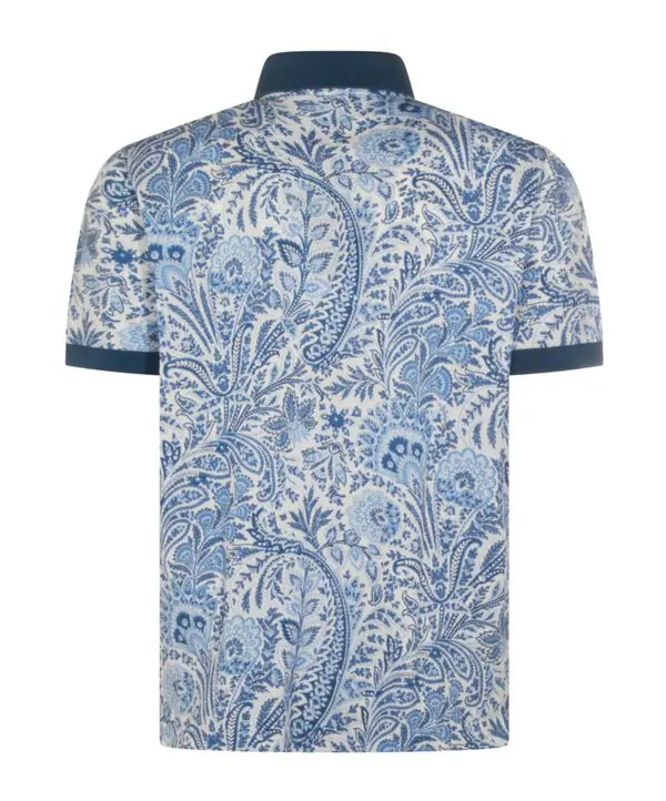 Etro Paisley-printed Short Sleeved Polo Shirt - Blue