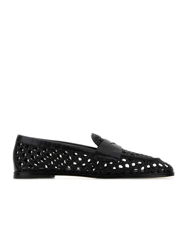 STUART WEITZMAN Openwork Round-toe Flats - Black