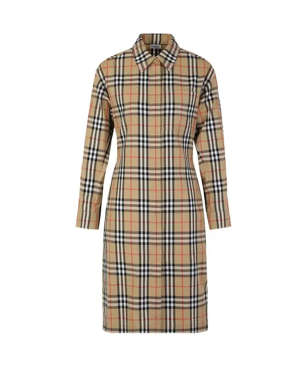 Burberry Long Sleeve Checked Shirt Dress