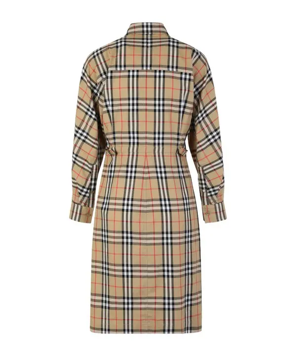 Burberry Long Sleeve Checked Shirt Dress
