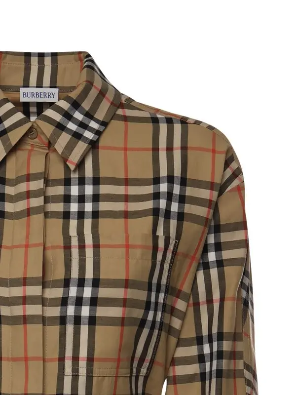 Burberry Long Sleeve Checked Shirt Dress