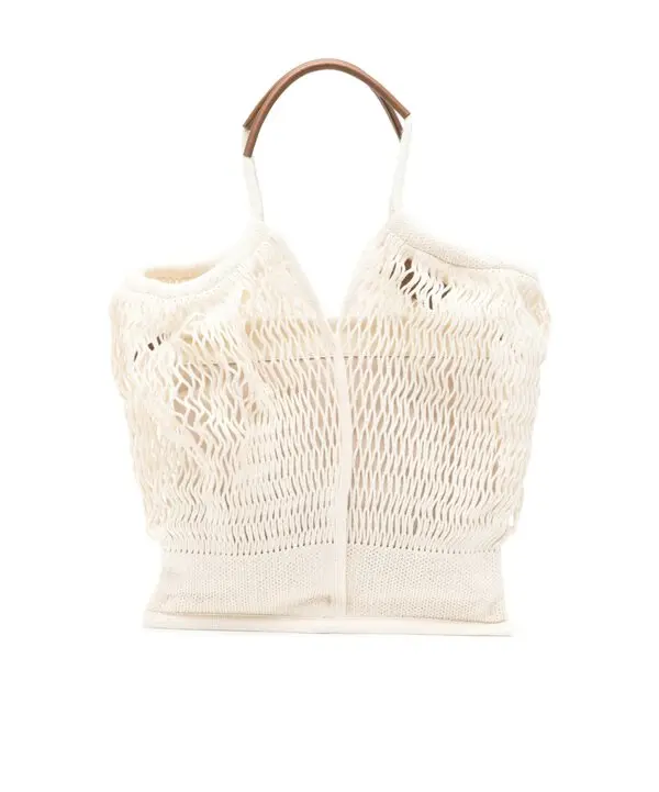 Hereu Knotted Mesh Tote Bag - White