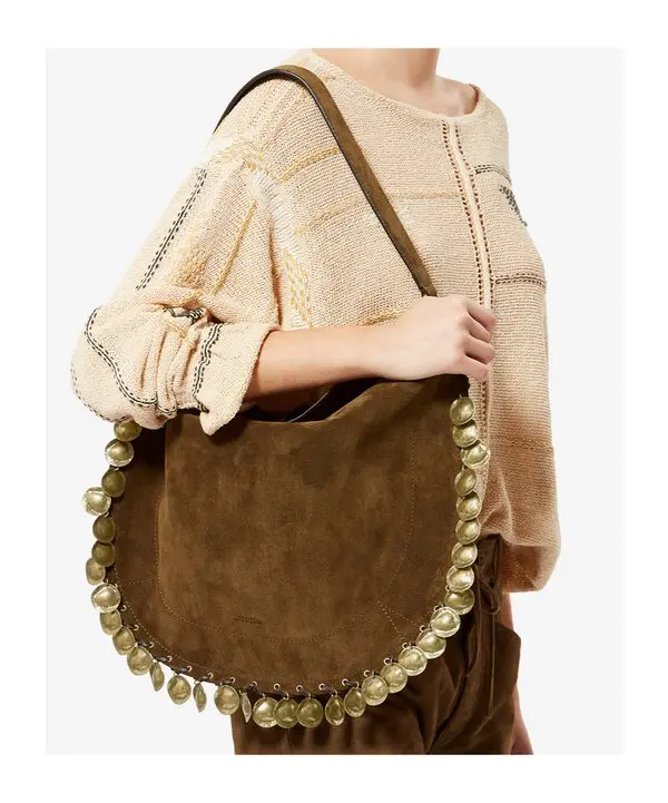 Isabel Marant Étoile Oskan Hobo Studded Shoulder Bag - Bronze