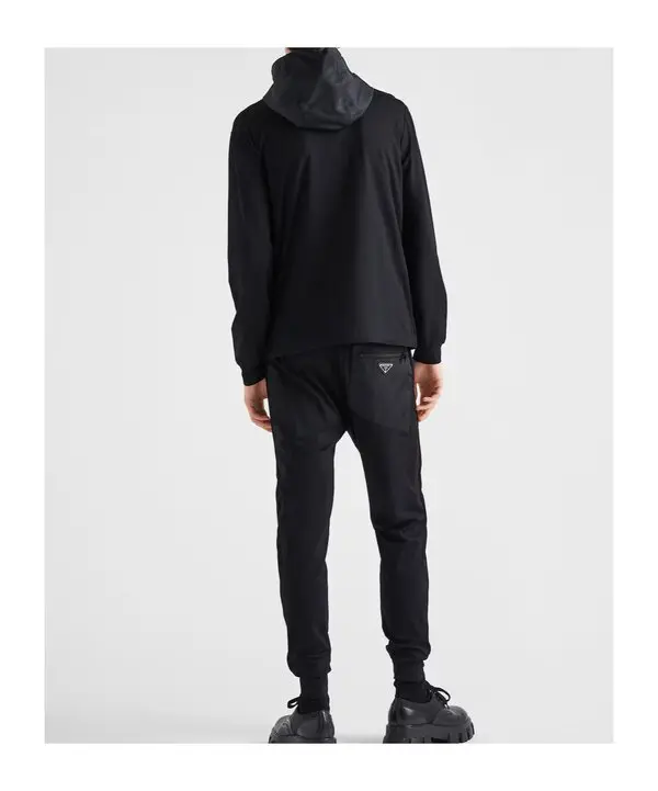 Prada Logo Plaque Zip-up Hoodie - Black
