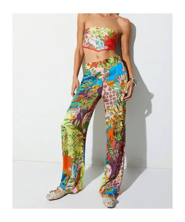 Liu Jo Printed Viscose Satin Flared Trousers - Multi-color