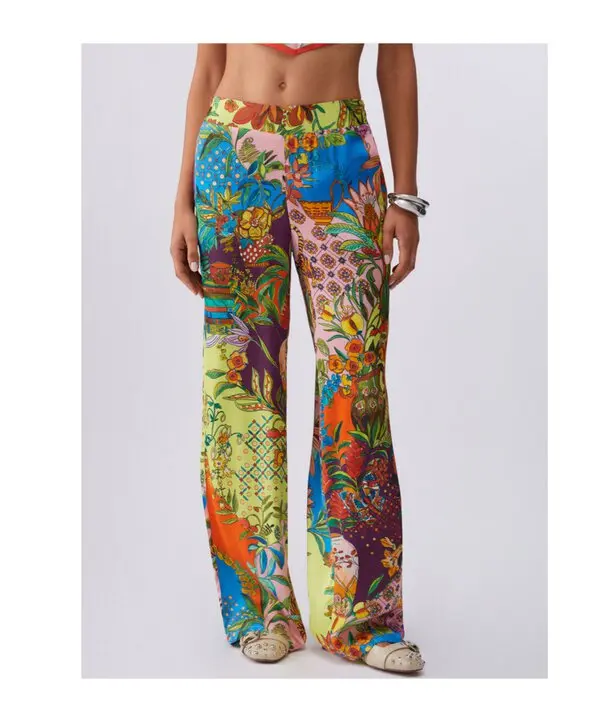 Liu Jo Printed Viscose Satin Flared Trousers - Multi-color