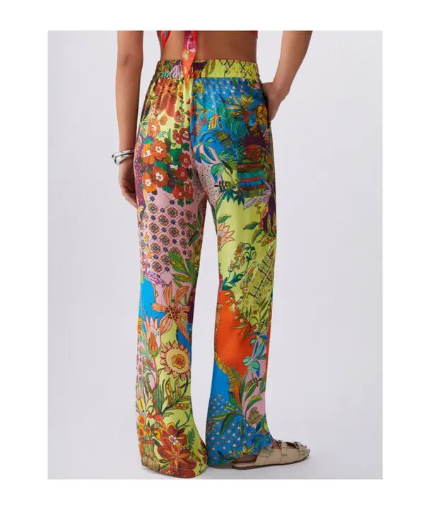Liu Jo Printed Viscose Satin Flared Trousers - Multi-color