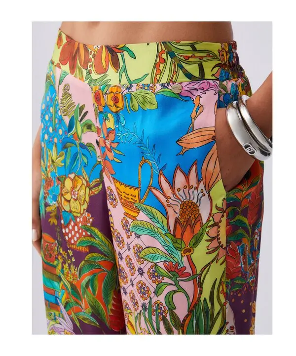 Liu Jo Printed Viscose Satin Flared Trousers - Multi-color