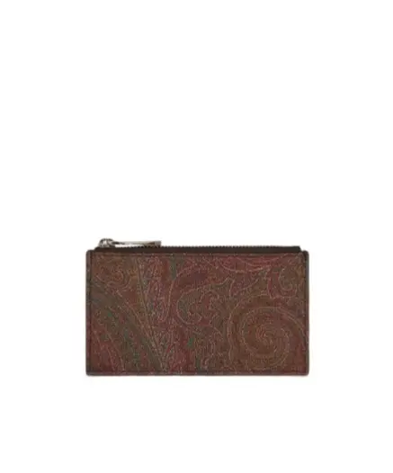 Etro Arnica Zip Card Holder - Brown