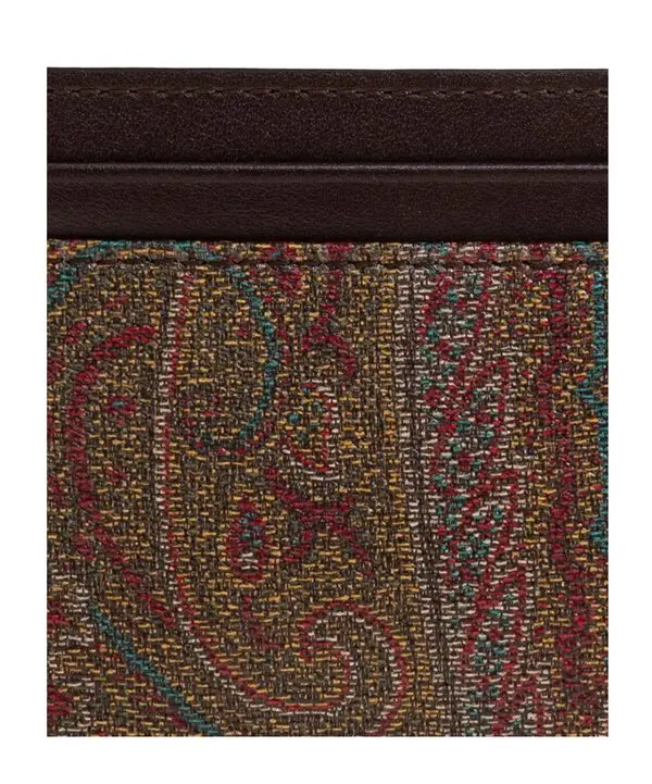 Etro Paisley Printed Logo Embossed Wallet - Black