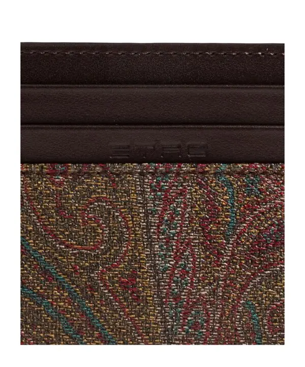 Etro Paisley Printed Logo Embossed Wallet - Black