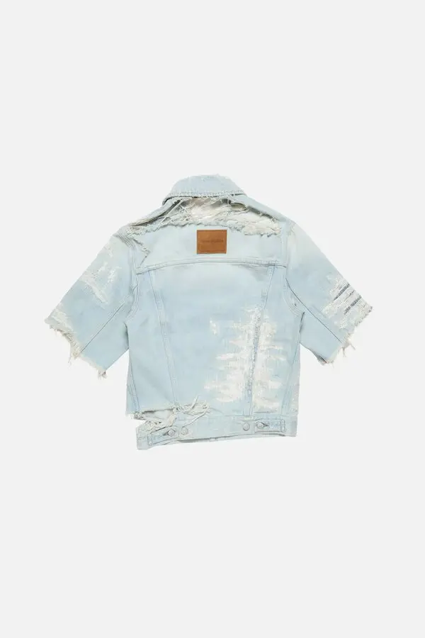 Acne Studios Distressed Denim Short Sleeve Jacket - No