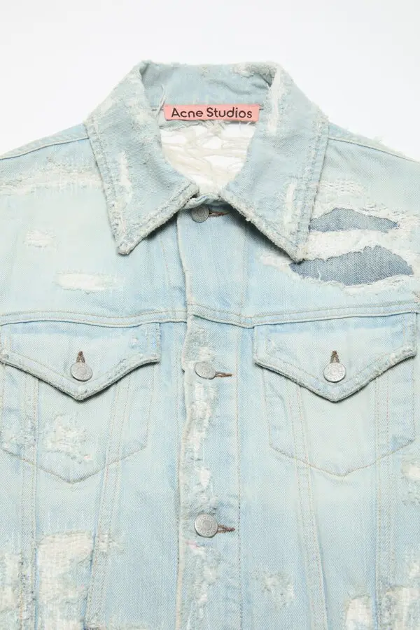 Acne Studios Distressed Denim Short Sleeve Jacket - White