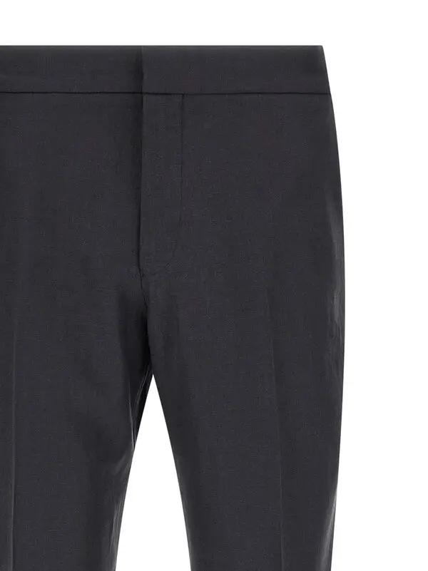 Zegna Oasi Lino Straight Leg Trousers - Black