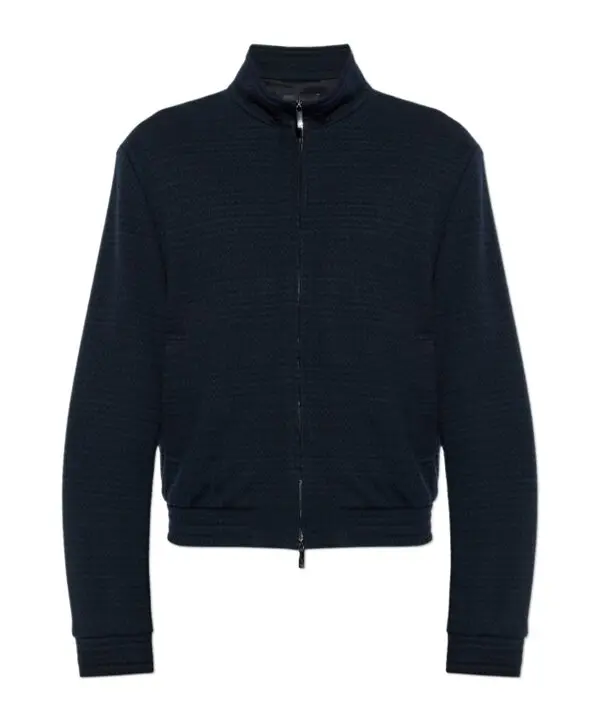Emporio Armani Zip-up High Neck Sweatshirt - Black