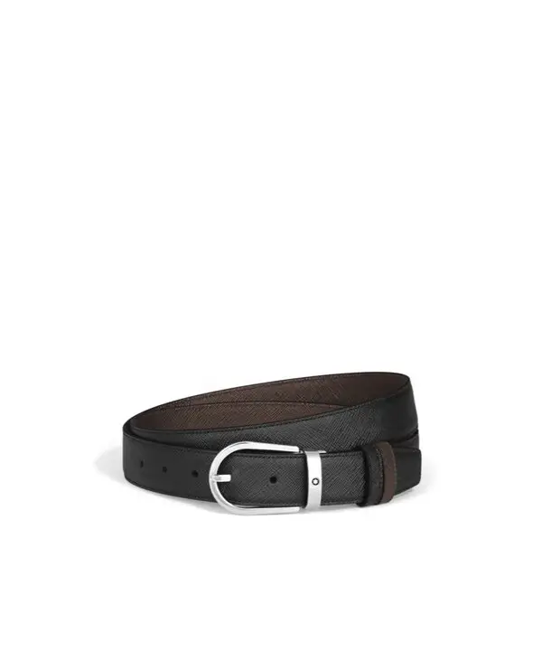 Montblanc Horseshoe Pin Buckle Leather Belt - Black