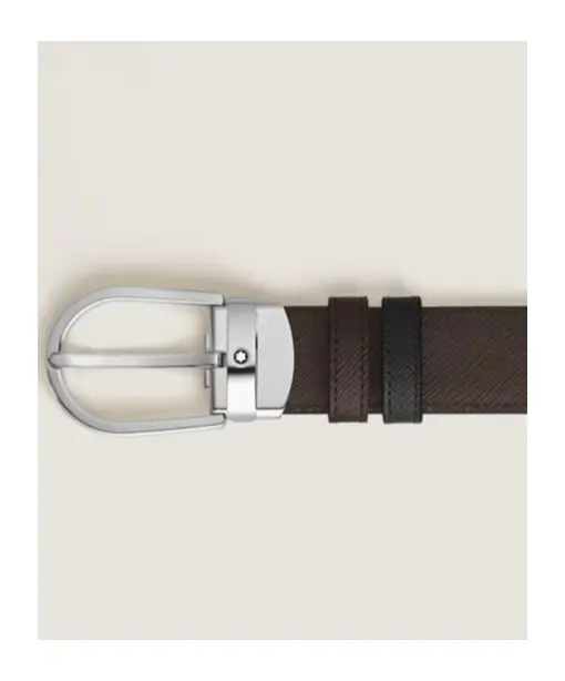 Montblanc Horseshoe Pin Buckle Leather Belt - Black
