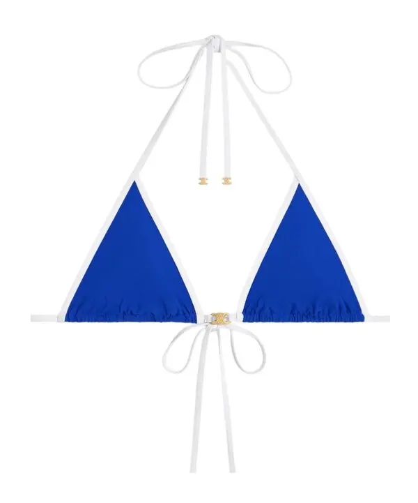 Celine Triomphe Triangle Top In Matte Jersey - Blue