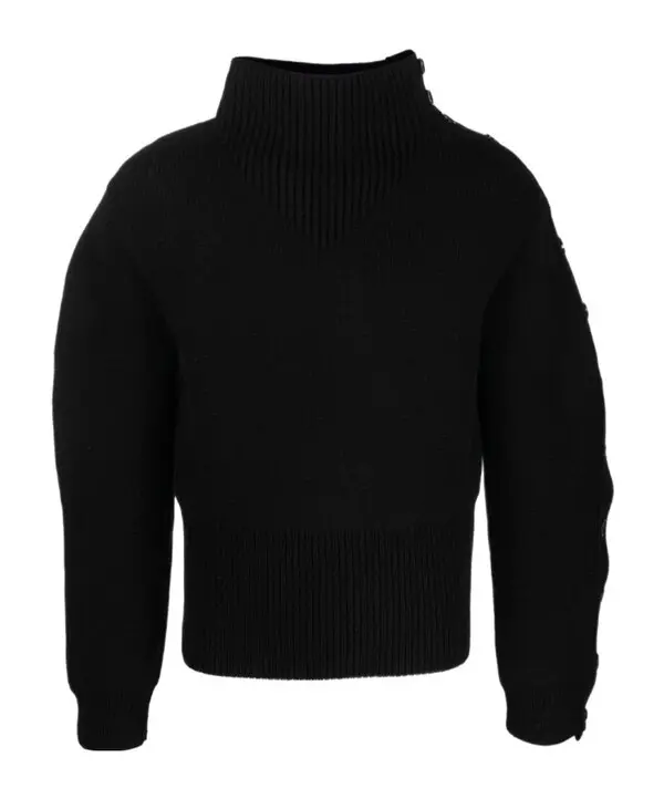 Bottega Veneta Mock Neck Ribbed Jumper - Black