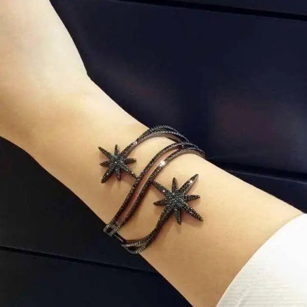 APM MONACO Double Météorites Open Bracelet - Black