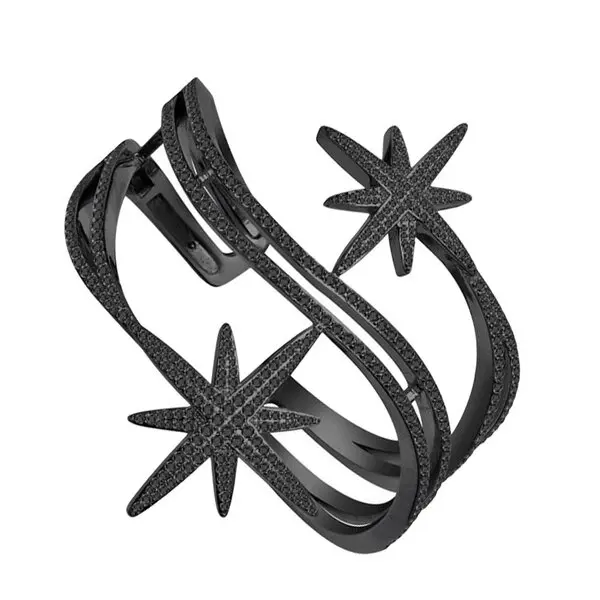APM MONACO Double Météorites Open Bracelet - Black