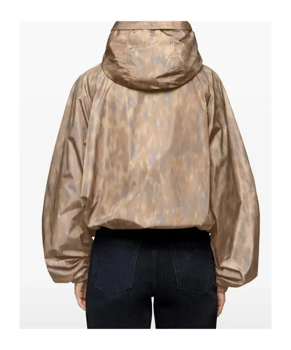 GANNI Printed Nylon Flyweight Jacket With Hood - Nude