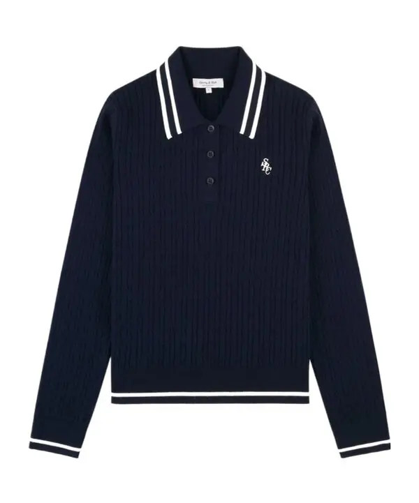 SPORTY  RICH Sporty & Rich Long-sleeved Polo Sweater