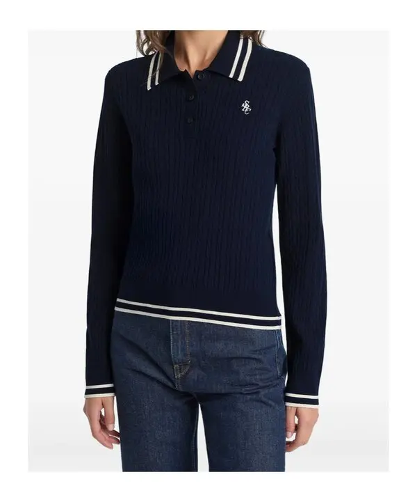 SPORTY  RICH Sporty & Rich Long-sleeved Polo Sweater