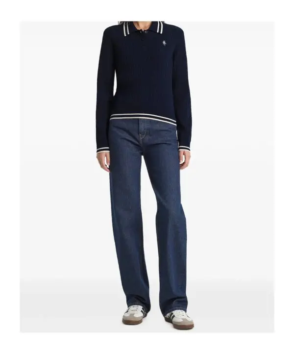 SPORTY  RICH Sporty & Rich Long-sleeved Polo Sweater