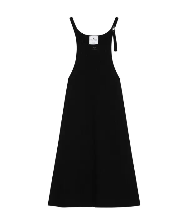 COURREGES Sleeveless Ribbed Dress With Adjustable Straps - Black