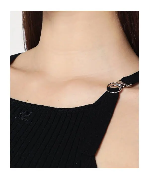 COURREGES Sleeveless Ribbed Dress With Adjustable Straps