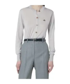 VIVIENNE WESTWOOD Logo Embroidered Knitted Cardigan - Gray
