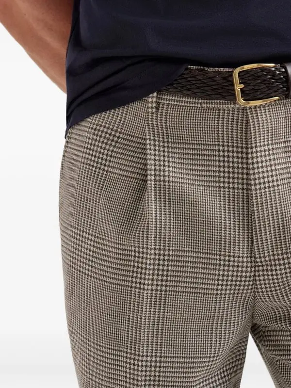 Brunello Cucinelli Prince Of Wales Checkered Pleated Trousers - Gray