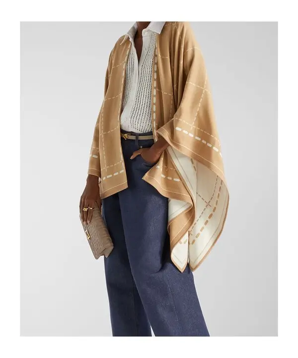 Fendi Ff Jacquard Checked Poncho
