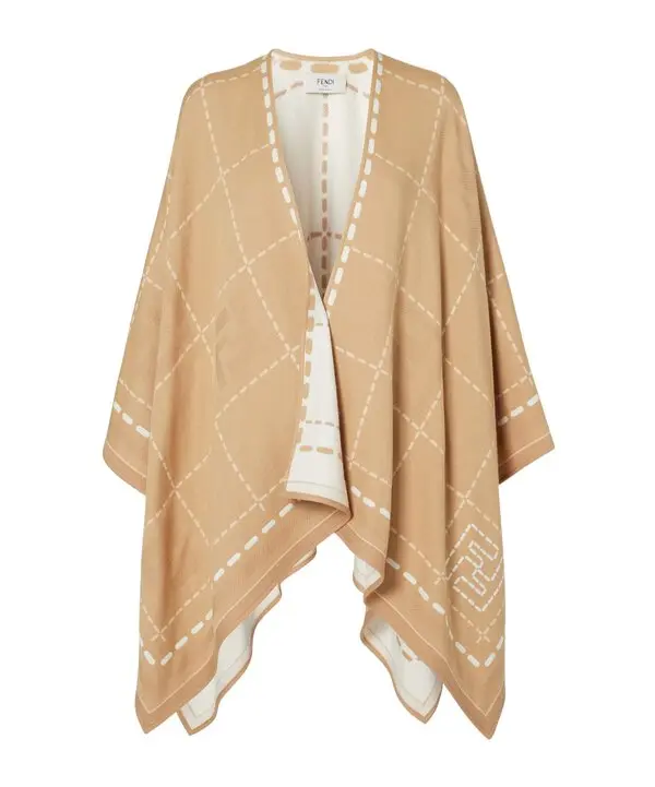 Fendi Ff Jacquard Checked Poncho