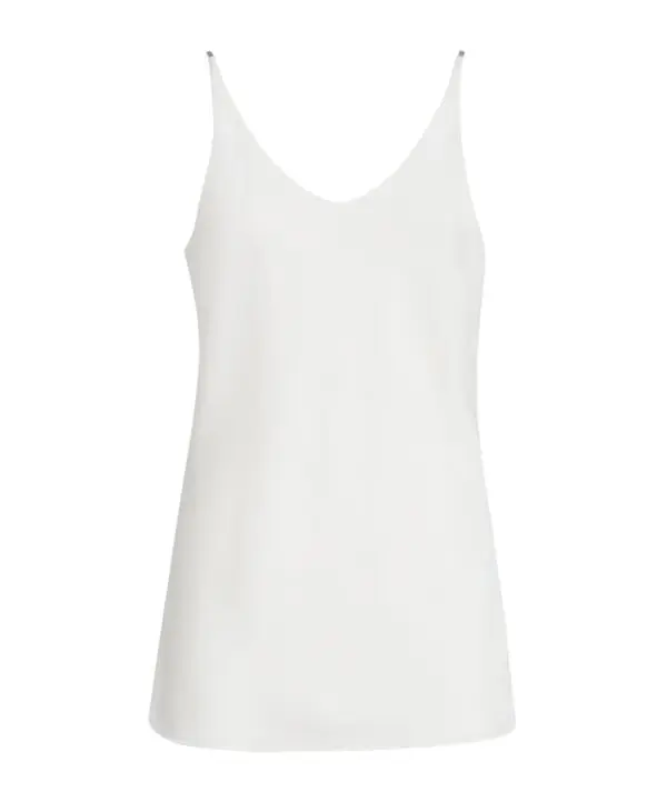 Brunello Cucinelli Shiny Strap Crêpe Top - White