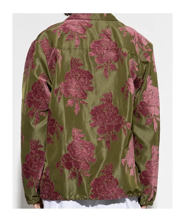 Dries Van Noten Long Sleeve Floral Embroidered Jacket - Green