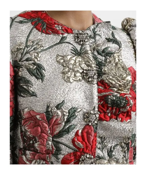 Dolce & Gabbana Single-breasted Floral Jacket With Ruffles - Gray