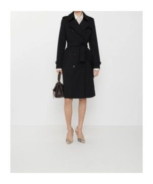 Burberry Double Breasted Belted Trench Coat - Black